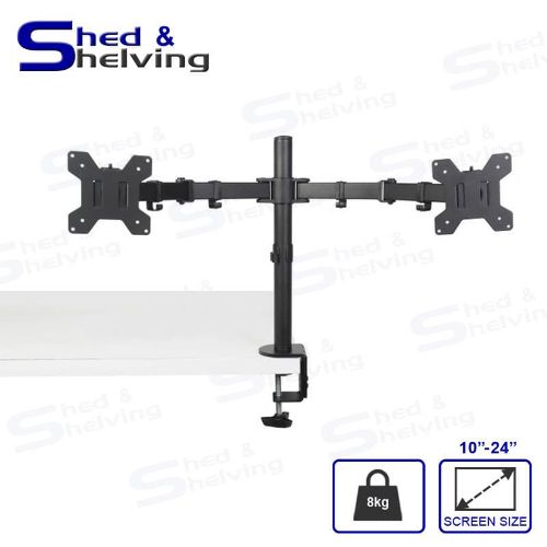 Dual Monitor Desktop Screen Clamp Mount - Shed and Shelving
